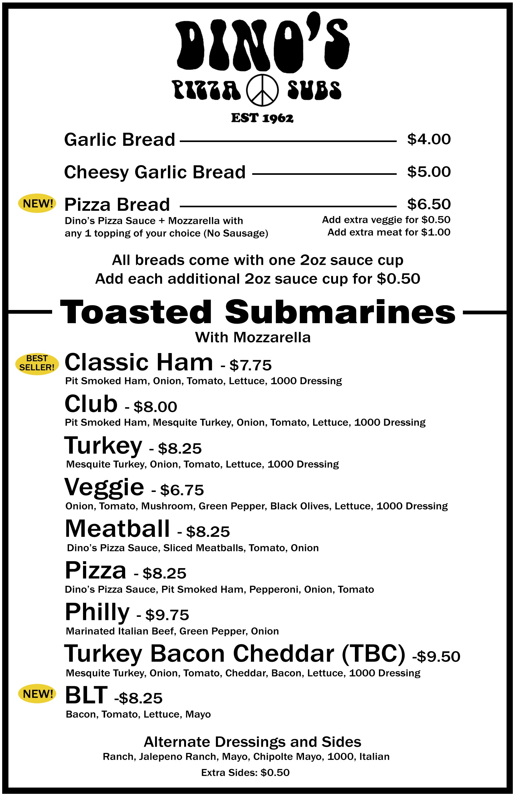 Menu – Uncle Dino's Pizza